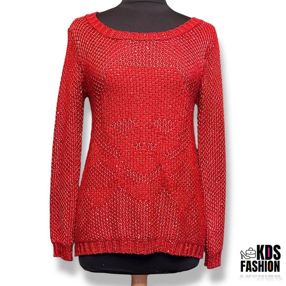 Jaymy USA | Sweaters | Jaymy Usa Sequin Metallic Threaded Keyhole Back ...